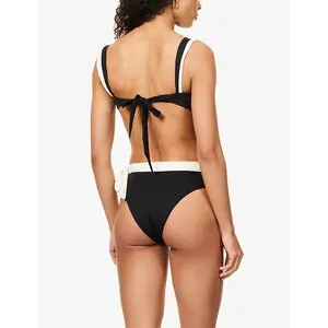 AWAY THAT DAY Cannes Stretch-polyamide Bikini Top - Black/ivory