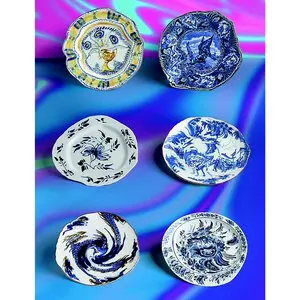 SELETTI Diesel Living With Classics On Acid Blue Chinoiserie Porcelain Dinner Plate 28cm - One-color