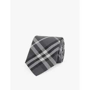 Burberry Checked Silk Tie - Charcoal