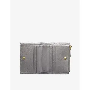 Prada Brand-plaque Small Saffiano Leather Wallet - Grey