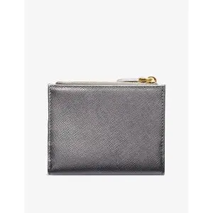 Prada Brand-plaque Small Saffiano Leather Wallet - Grey