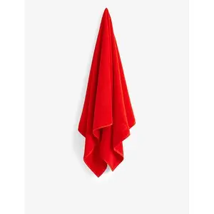 HAY Mono Logo-embossed Cotton Bath Towel Poppy Red