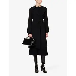 Theory Oaklane Belted Crepe Coat - Black