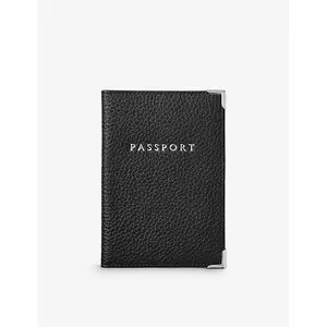 ASPINAL OF LONDON Logo-embossed Grained-leather Passport Cover - Black