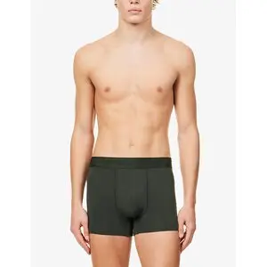 CHE Elasticated-waistband Pack Of Three Stretch-woven Trunks - Pine Green