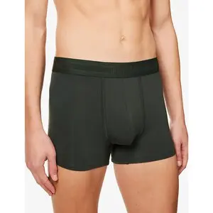 CHE Elasticated-waistband Pack Of Three Stretch-woven Trunks - Pine Green