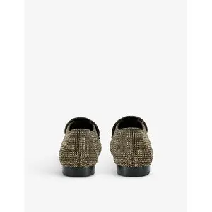 Kurt Geiger Eagle-embellished Herringbone Woven Loafers - Dark Brown