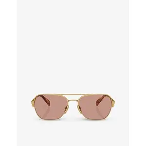 Prada Pr A50s Aviator-frame Sunglasses - Gold