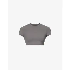 ADANOLA Fitted Cropped Stretch-woven T-shirt