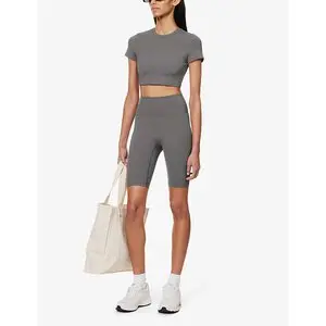 ADANOLA Fitted Cropped Stretch-woven T-shirt