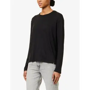 Rag & Bone Split-hem Long-sleeved Woven Top - Black