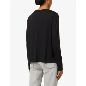 Rag & Bone Split-hem Long-sleeved Woven Top - Black