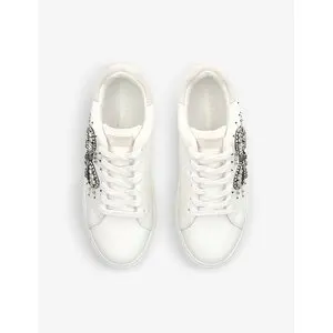 Kurt Geiger Laney Bow Crystal-embellished Leather Flatform Trainers