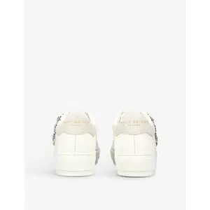 Kurt Geiger Laney Bow Crystal-embellished Leather Flatform Trainers