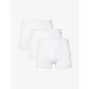 CHE Elasticated-waistband Pack Of Three Stretch-woven Trunks - White