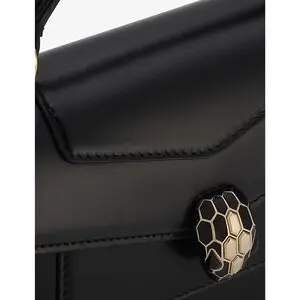 BVLGARI Serpenti Forever Leather Top-handle Bag - Black