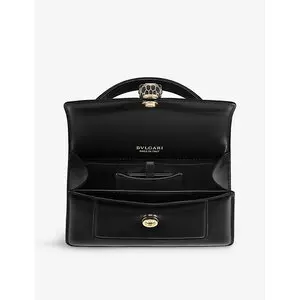 BVLGARI Serpenti Forever Leather Top-handle Bag - Black