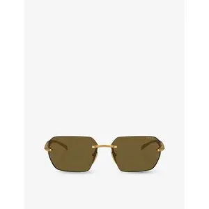 Prada Irregular-frame Metal Sunglasses - Gold