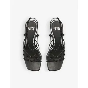 Paige Gianna Strap-embellished Leather Heeled Sandals - Black
