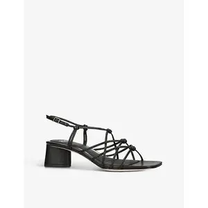 Paige Gianna Strap-embellished Leather Heeled Sandals - Black