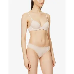 STRIPE & STARE Mid-rise Pack Of Four Stretch-modal Briefs - Sand
