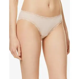 STRIPE & STARE Mid-rise Pack Of Four Stretch-modal Briefs - Sand