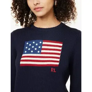 Polo Ralph Lauren American Flag Intarsia Cotton Jumper - Navy