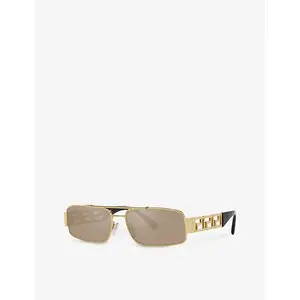 Versace Greca-hardware Metal Sunglasses - Gold