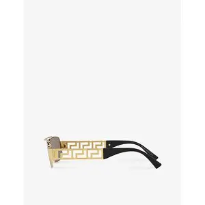 Versace Greca-hardware Metal Sunglasses - Gold