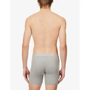 Sunspel Elasticated-waistband Stretch-cotton Trunks - Grey Melange