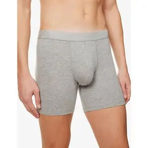 Sunspel Elasticated-waistband Stretch-cotton Trunks - Grey Melange