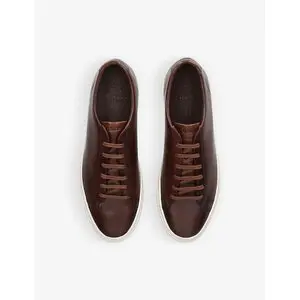 LOAKE Sprint Contrast-stitch Leather Low-top Trainers - Dark Brown