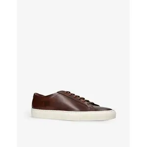 LOAKE Sprint Contrast-stitch Leather Low-top Trainers - Dark Brown