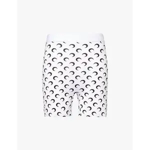 MARINE SERRE Moon-print Stretch-jersey Shorts - Wh00 Optical White