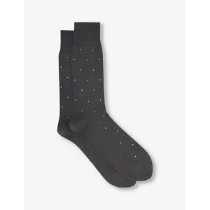 REISS Spot-Print Cotton Ankle Socks Charcoal