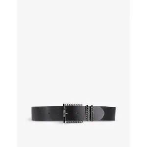 The Kooples Chain-embellished Leather Belt - Black