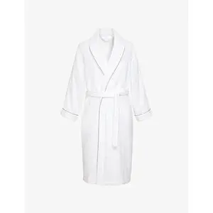 YVES DELORME Idole Piped-trim Cotton-terry Bath Robe - Pierre
