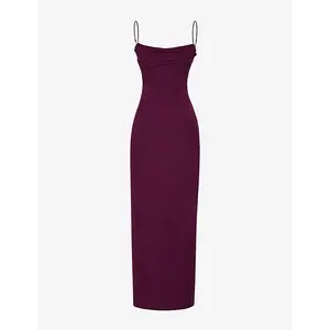 knee length dresses for ladies Quennell Burgundy Lace Corset Maxi Dress