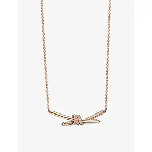 Tiffany & Co. Knot Diamond Pendant Necklace - Rose Gold