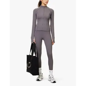 ADANOLA Ultimate Zip-up Stretch-jersey Top - Dark Grey