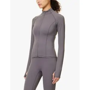 ADANOLA Ultimate Zip-up Stretch-jersey Top - Dark Grey