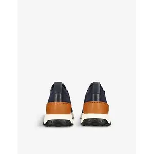 TOD'S Panelled Knitted And Leather Mid-top Trainers - Navy
