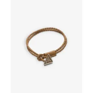 Prada Braided Leather Bracelet With Brand Plaque Neutral