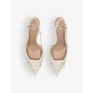 Valentino Garavani Vlogo 80 Patent-leather Slingback Courts - Winter Wht