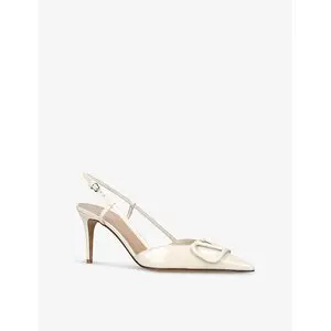 Valentino Garavani Vlogo 80 Patent-leather Slingback Courts - Winter Wht