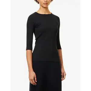 Vince Ribbed Round-neck Top - Black