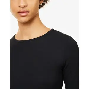 Vince Ribbed Round-neck Top - Black