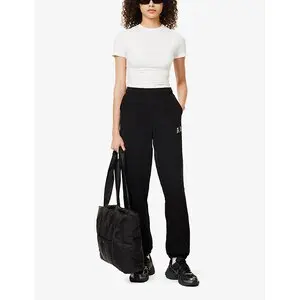 ADANOLA Logo-embroidered Straight-leg Cotton-jersey Jogging Bottoms - Black