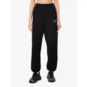 ADANOLA Logo-embroidered Straight-leg Cotton-jersey Jogging Bottoms - Black