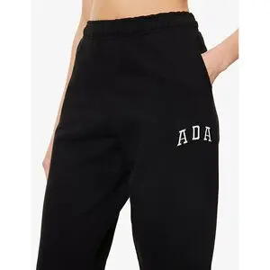 ADANOLA Logo-embroidered Straight-leg Cotton-jersey Jogging Bottoms - Black